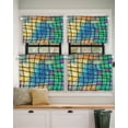 Abstract Glass Mosaic Pattern Short Blackout Curtains 24 Inch Long ...