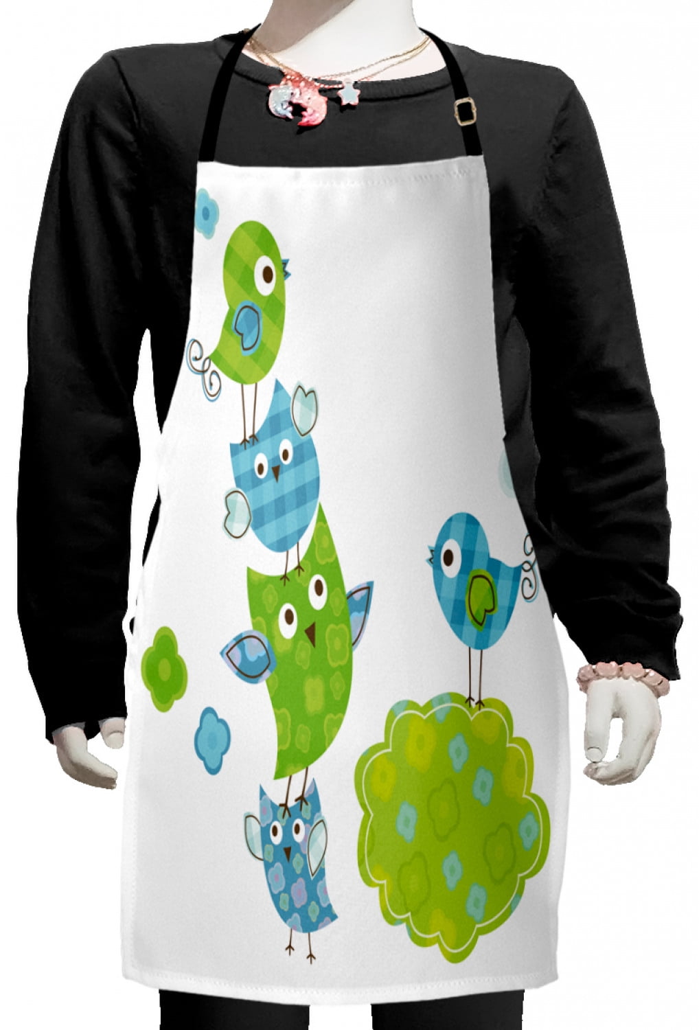 Nursery Kids Apron, Happy Animals Playing with Each Other Singing Birds ...