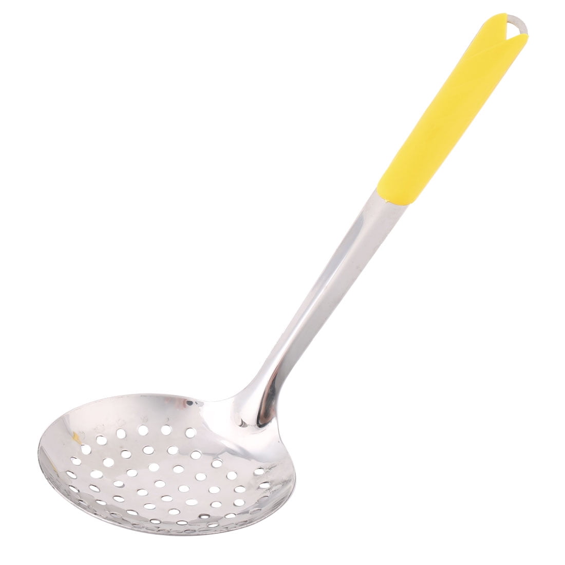 Family Kitchen Plastic Heat Insulating Handle Slotted Ladle Silver Tone ...
