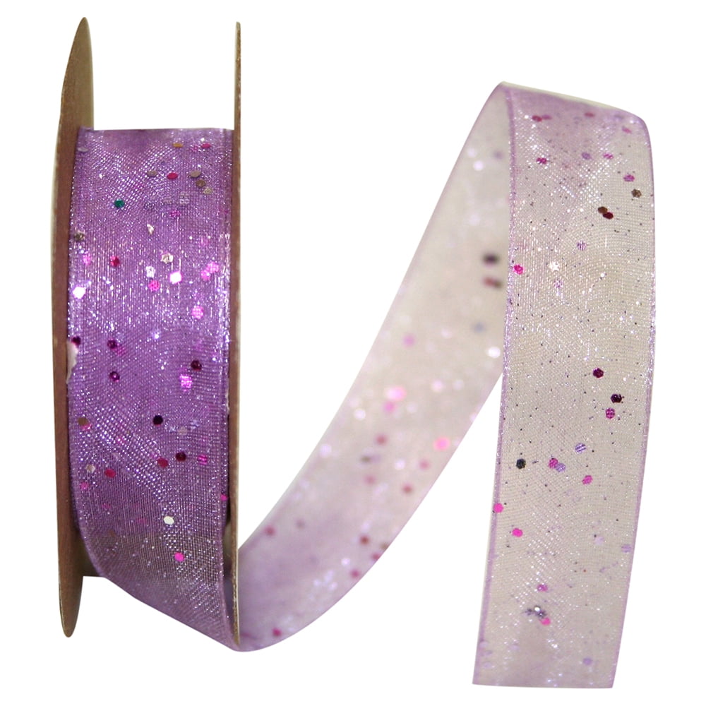Reliant Ribbon - 25740-120-03J, Glitter Mono Sheer Ribbon, Lavender, 5/ ...