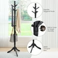Costway Coat Rack Wooden Hall Tree 2 Adjustable Height w/ 9 Hooks Black ...