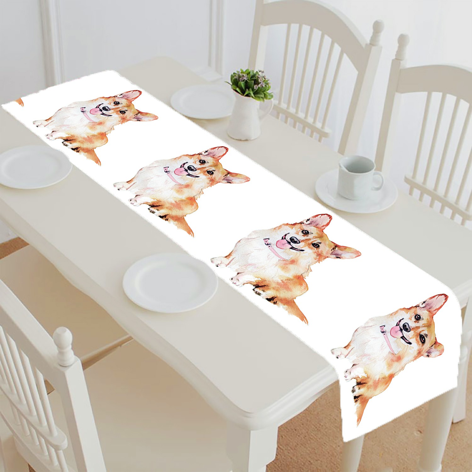 ABPHQTO Pembroke Welsh Corgi Dog In Watercolor Table Runner Placemat ...