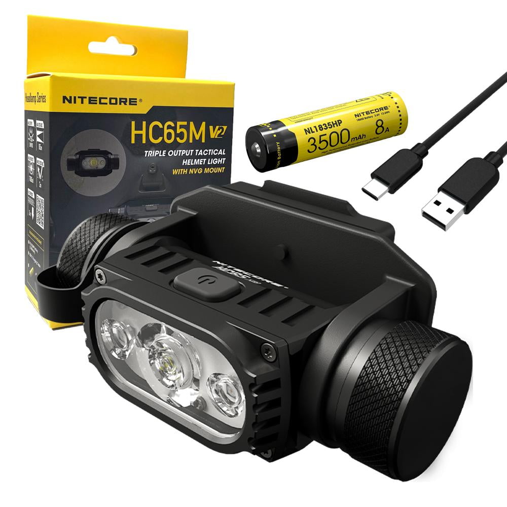 Nitecore HC65M V2 NVG Mountable Helmet Light -1750 Lumens w/ NL1835HP ...