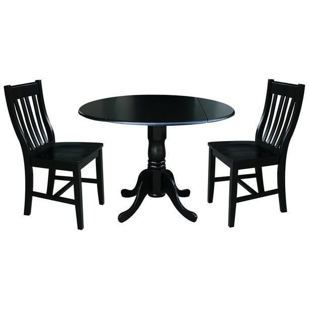 International Concepts Solid Wood 3 Piece Dining Set With 42 In Dual