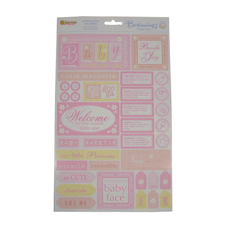 Pink Baby Girl Cardstock Scrapbook Stickers Sandylion (1sheet ...
