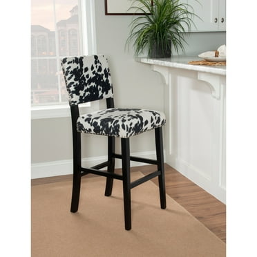 Linon Clayton Black Cow Print Bar Stool, 30 inch Seat Height - Walmart.com
