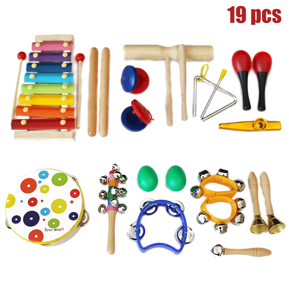 19pcs/set Musical Instruments Toys Kids Musical Educational Wooden ...