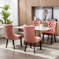 Oduse Daily Set Of 2 High Round Back Pink Velvet Dining Chairs Tufted