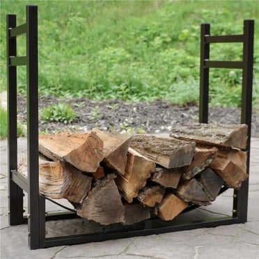 vidaXL Firewood Rack Storage Fire Log Stand Stacker Holder Matt Black ...