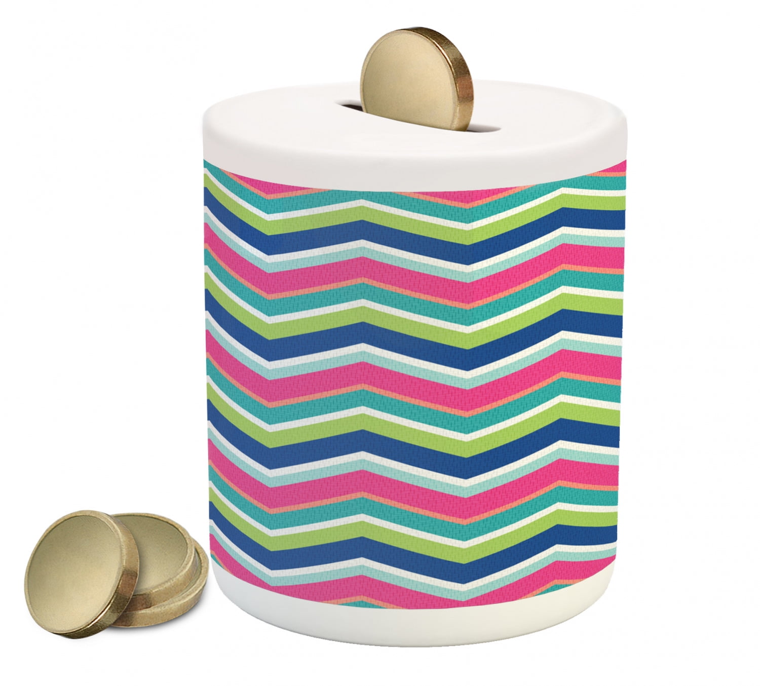 Colorful Piggy Bank, Vintage Inspirations Colorful Chevron Pattern ...