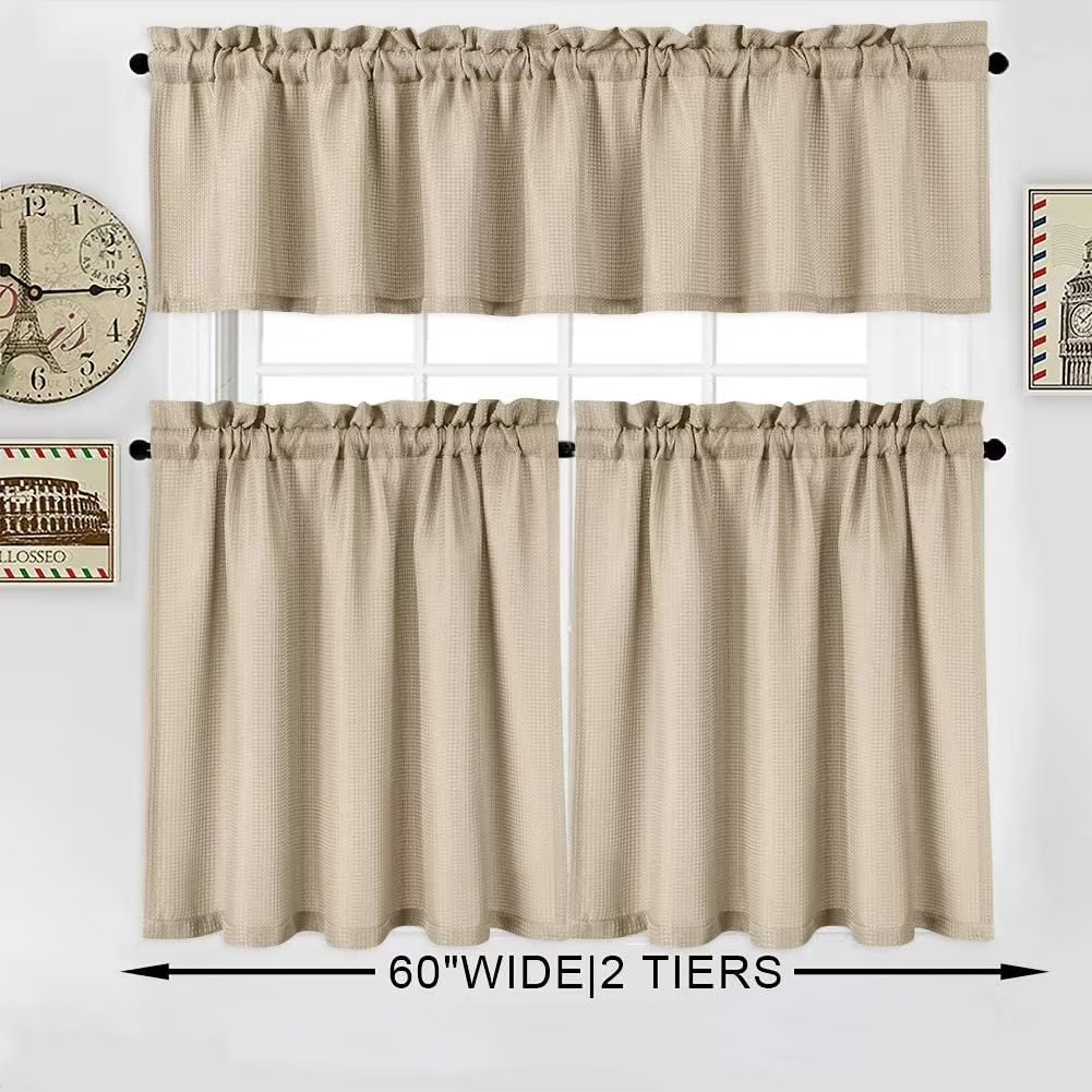 Shininglove Tier Curtain and Valance Set of 3 Watertight Light ...