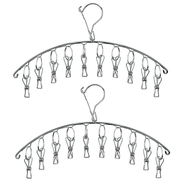 Stainless Steel Hanging Drying Rack Clothes Hanger with 10 Clips for ...