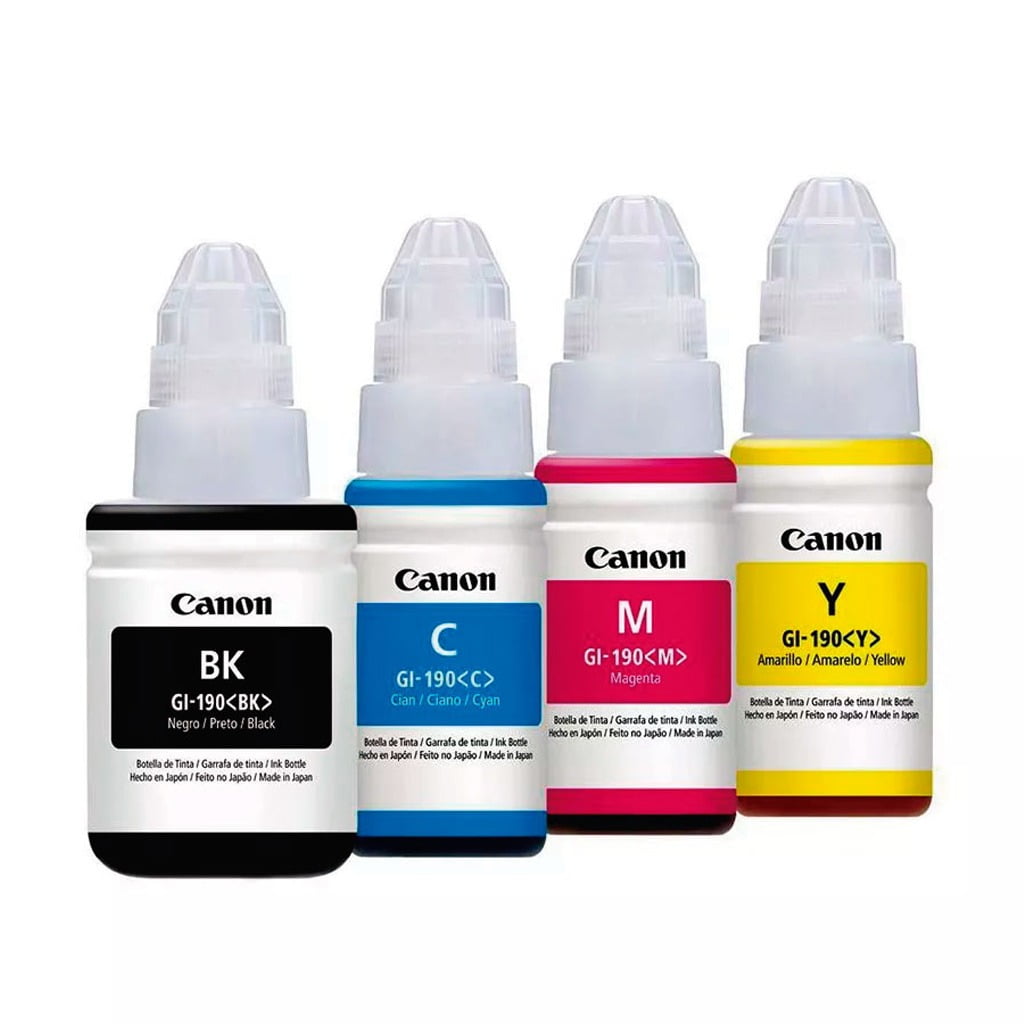 Kit de 4 tintas CANON GI-190 Negra Cyan Magenta Amarilla GI-190 | Walmart en línea