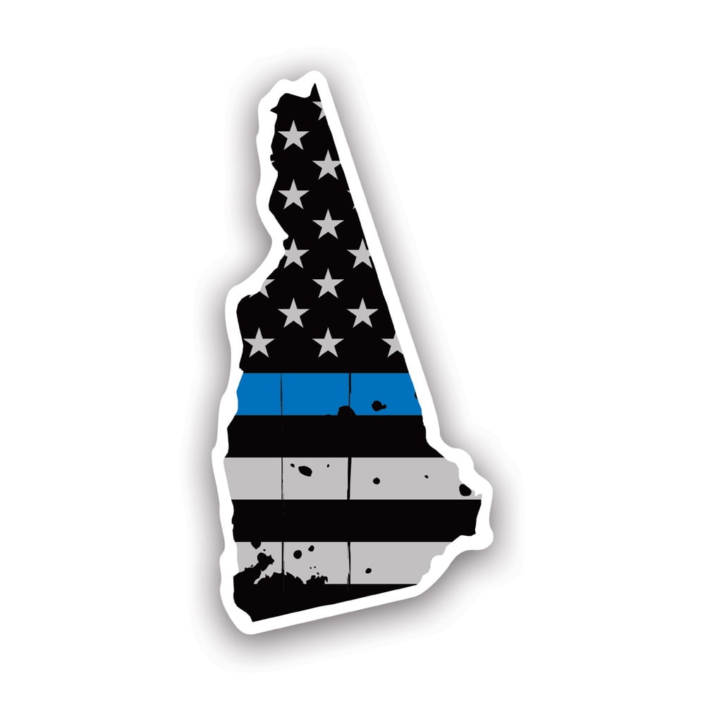 Distressed Thin Blue Line New Hampshire State Shaped Subdued US Flag ...