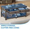 DEXTRUS Farmhouse Coffee Table, Rustic Oak, 2 Drawers, Storage Shelf ...