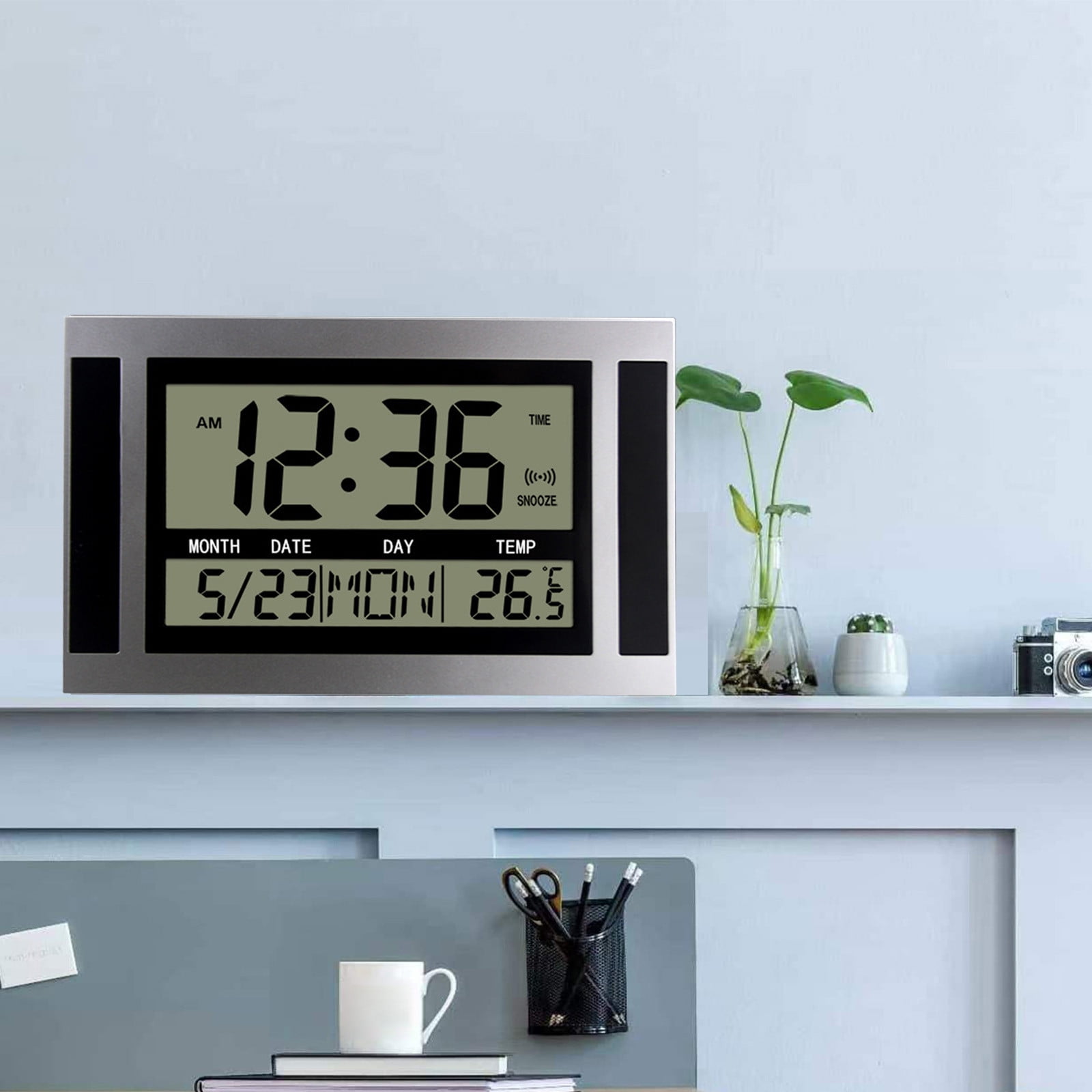 Large-Screen LCD Ultra-Quiet Electronic Wall Clock, Date, Time, Alarm ... Large-Screen LCD Ultra-Quiet Electronic Wall Clock, Date, Time, Alarm ...