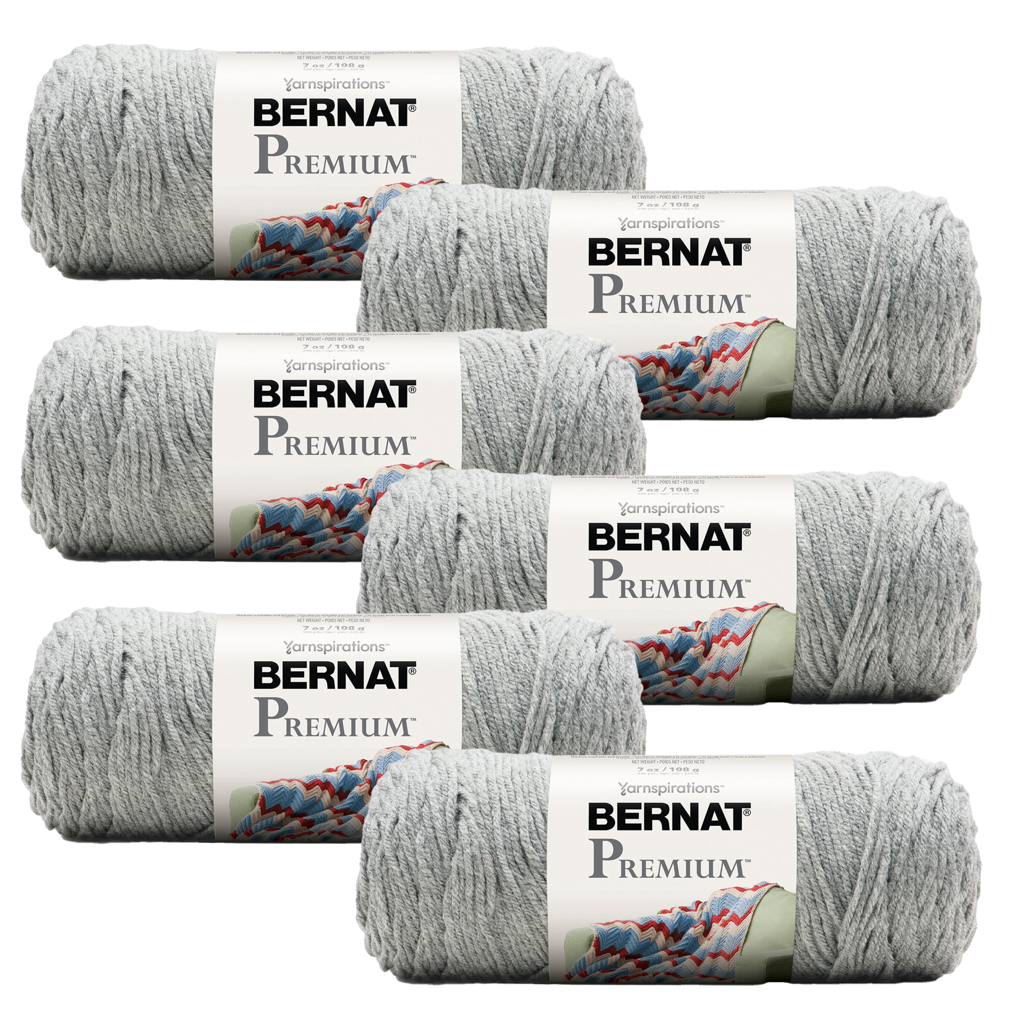 Bernat® Premium™ #4 Medium Acrylic Yarn, Soft Gray Heather 7oz/198g ...