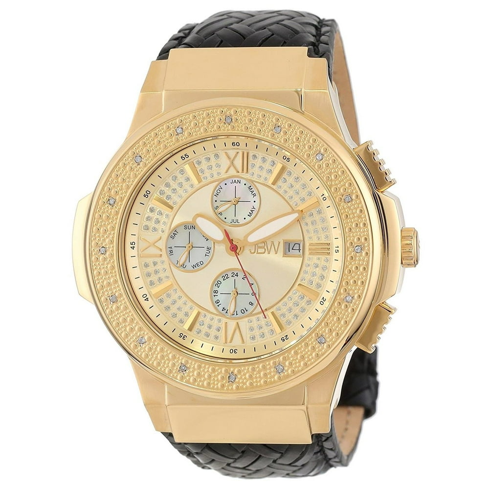 JBW - JBW Men's 46mm Black Crocodile Leather Band Steel Case Swiss ...