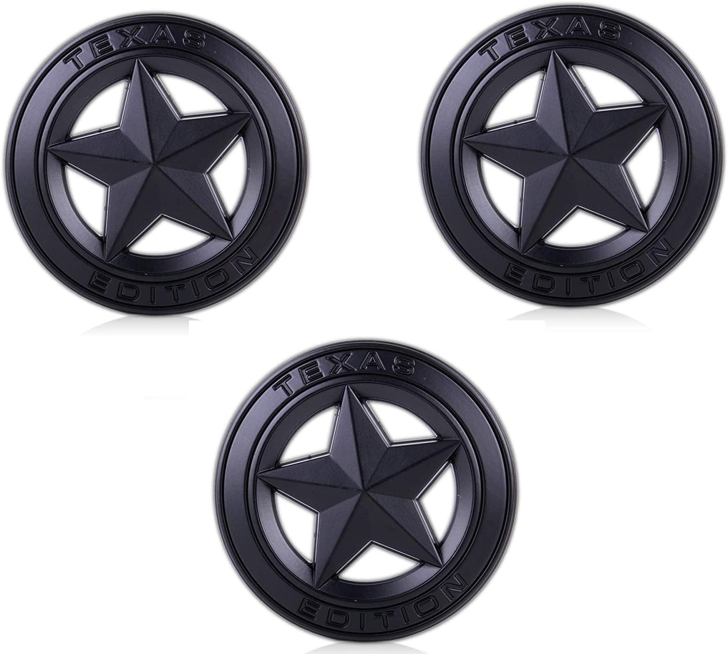 Muzzys (SET OF 3) Texas Edition Star ALL BLACK Round 3" Shield Emblem ...