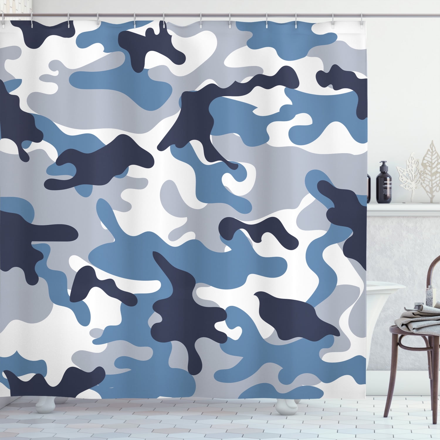 Camouflage Shower Curtain Army Theme Image With Abstract Soft Color