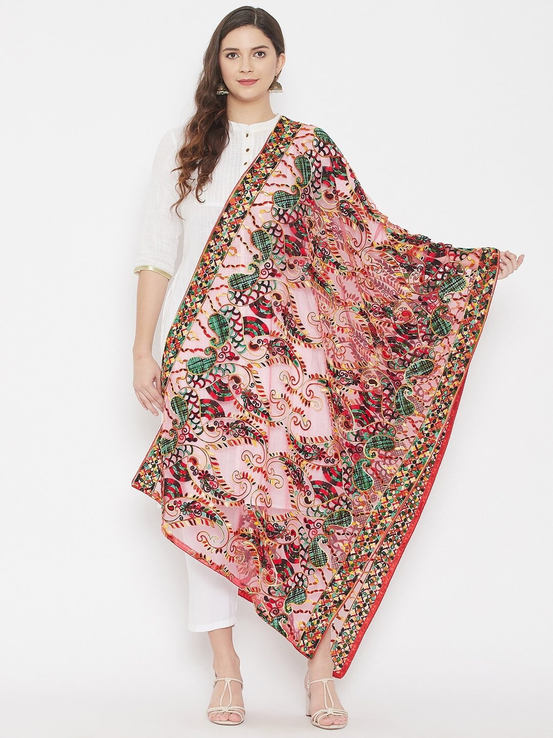 eloria Woman's Indian Ethnic Chunni, Viscose Georgette Embroidered ...