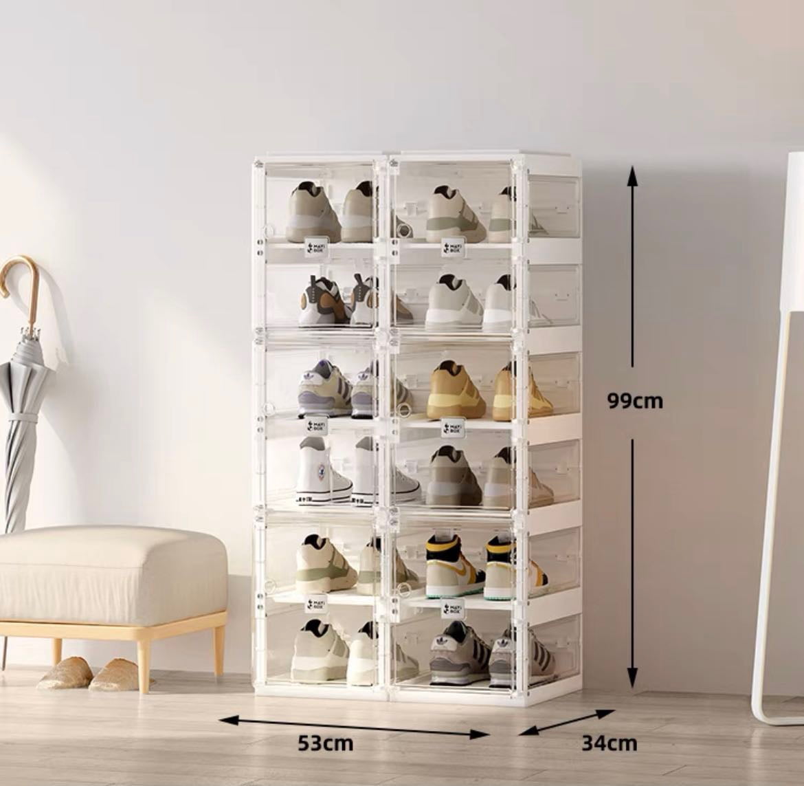 AntBox Shoe Box 6 layers 12 girds (12 Pairs) Transparent, Portable Shoe ...