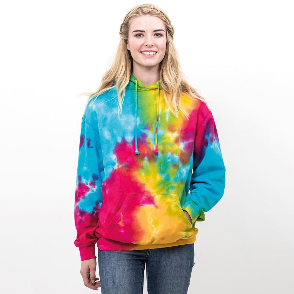 Colortone Rainbow Tie Dye Pullover Hoodie - Walmart.com