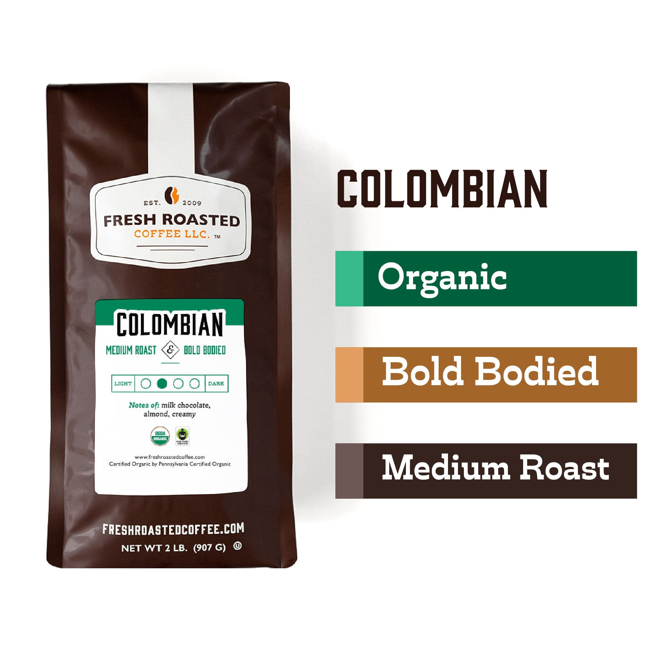 Fresh Roasted Coffee, Organic Colombian Coffee, Medium Roast, Whole ...