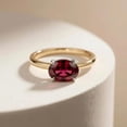 10x14 mm East West Oval Cut Garnet Engagement Ring, Silver with Yellow ...