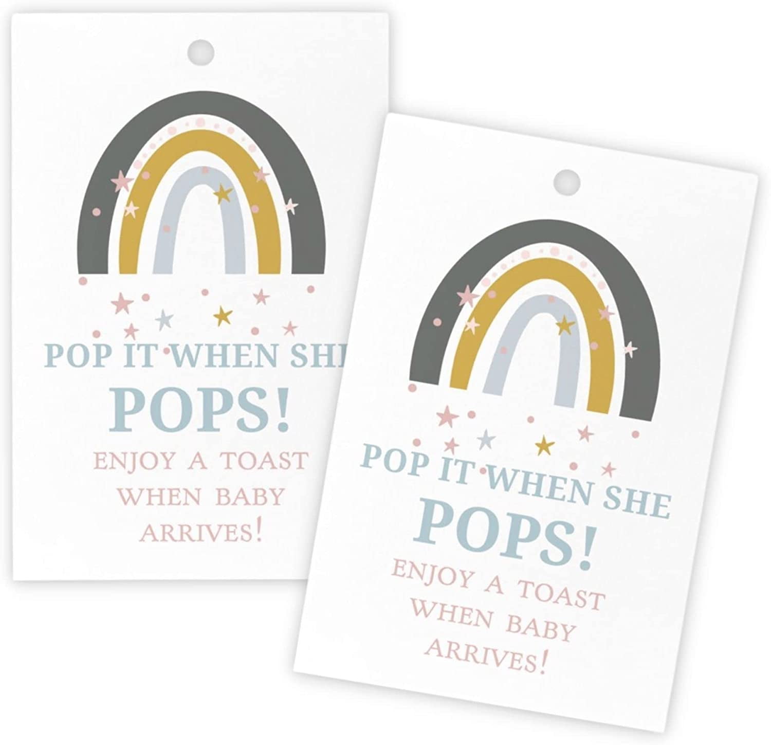 Pop It When She Pops Champagne Tag 30 Pack 2 x 3" inch Card Size Baby ...