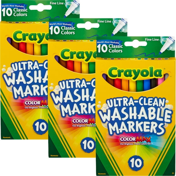 Crayola Ultra-Clean Fine Line Markers 10 Count-Multipack Of 3 - Walmart ...