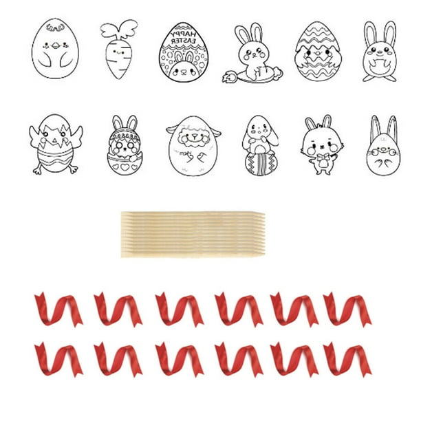 12PCS Easter Scratch Cards Scratch Papercraft Set Easter Rabbit Carrot ...