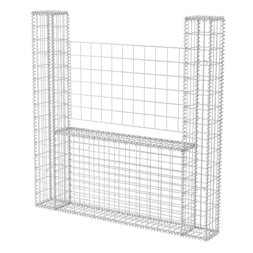 vidaXL Gabion Basket U-Shape Galvanized Steel Raised Bed Fence Multi ...