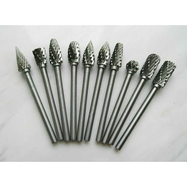 TSV 10pcs Carbide Burrs Fit for Dremel, 1/8" Shank Double Cut Tungsten ...