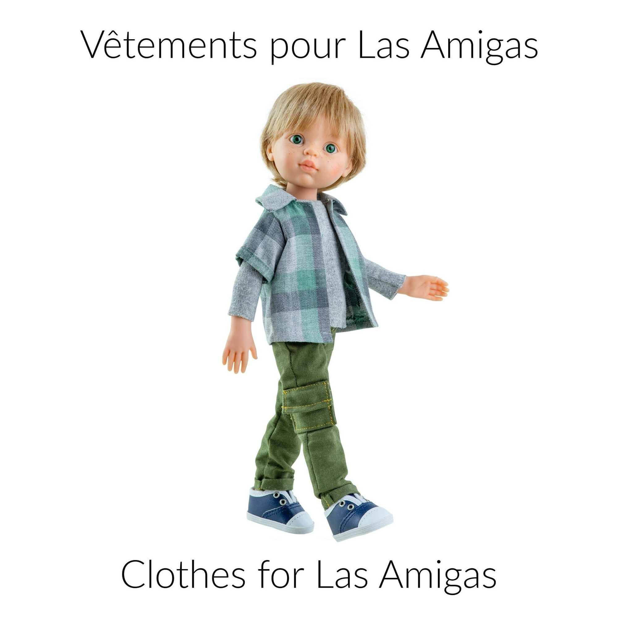 Click here for Las Amigas Doll Clothing - Gray And Green Shirt &... prices