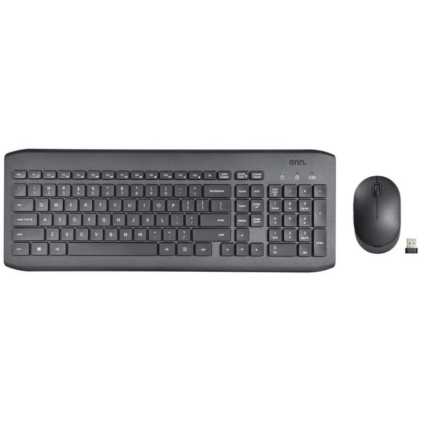 onn. 100009054 Wireless 104 Keys Full Keyboard and 5-Button Mouse, Easy ...