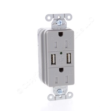Leviton R02-T5632-0BW 15 Amp White USB & Receptacle Combination Outlet ...