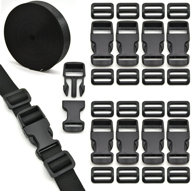 1 inch Buckles Straps Set with 10 Yards Nylon Webbing Strap,10 pcs ...