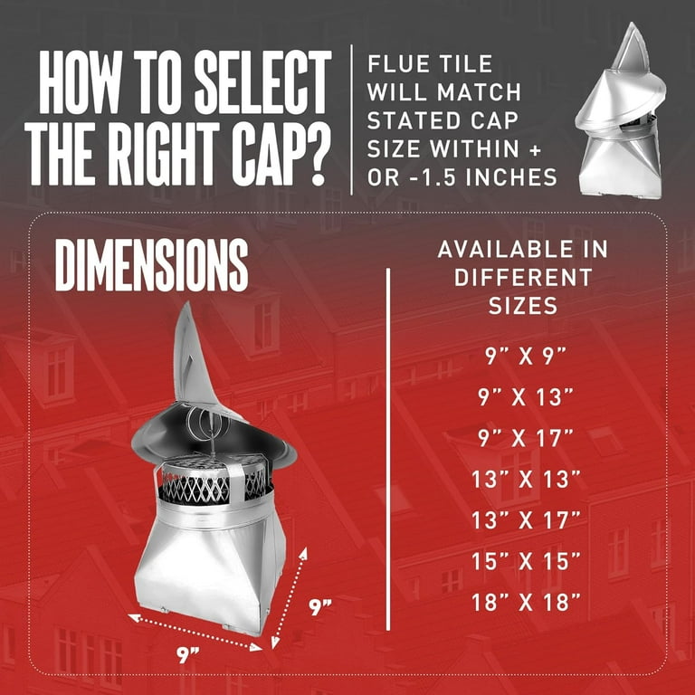 Inside Chimney Flue Cap Wind Directional Chimney Cap, Stainless Steel,