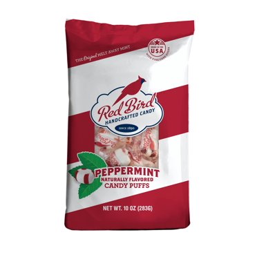 Red Bird Soft Peppermint Candy Puffs, Individually Wrapped, Sweet Mint ...