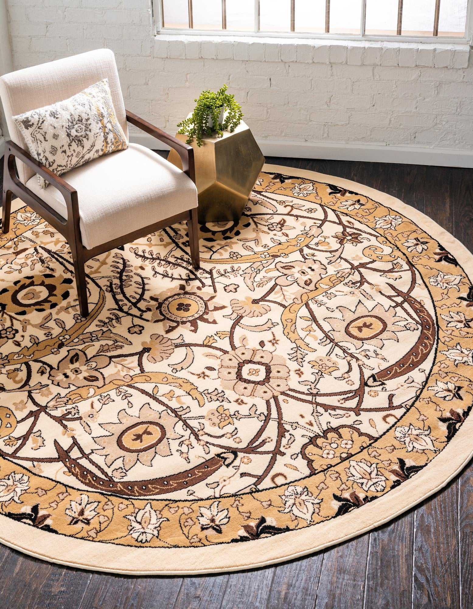 Rugs.com Neda Collection Rug – 8 Ft Round Ivory Low Rug Perfect For ...
