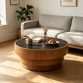 WanKaMom Modern Round Coffee Table, Mid Century Modern Sintered Stone ...