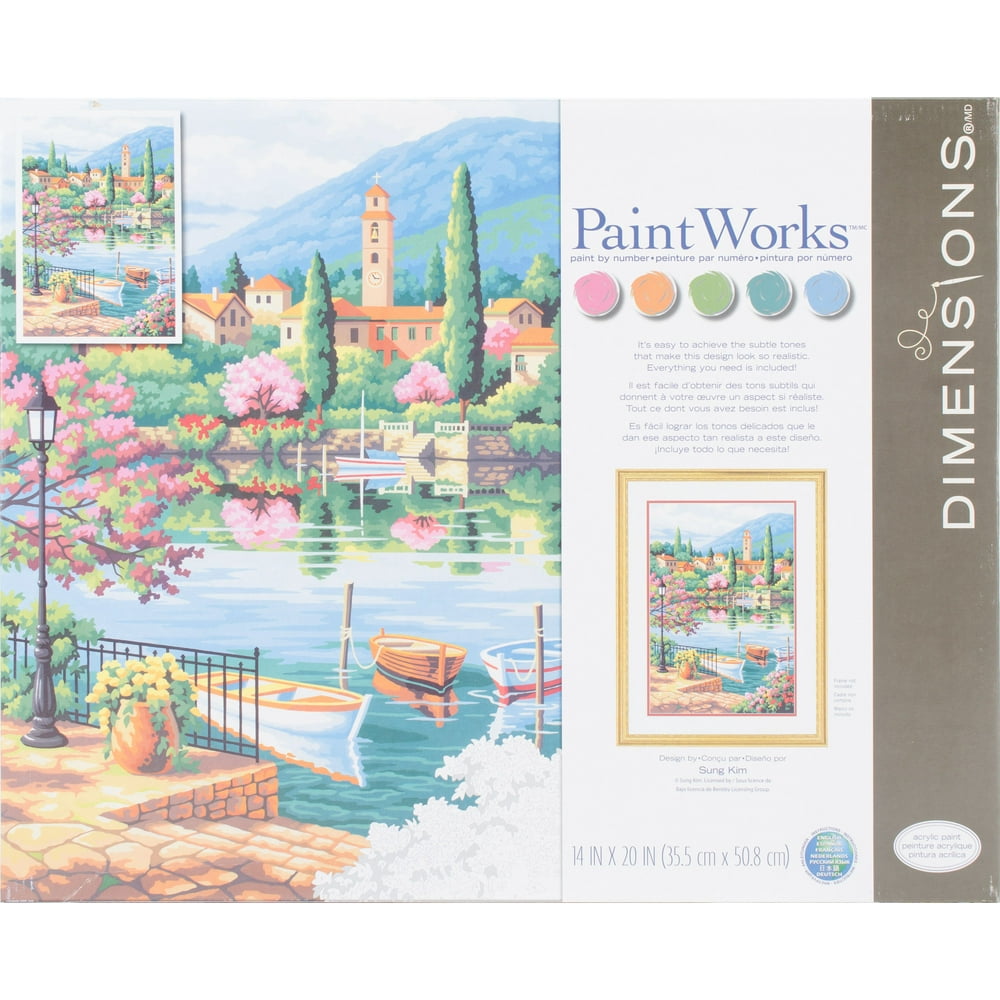 Paint Works Paint By Number Kit 14"X20"-Village Lake Afternoon ...