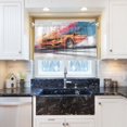 27"x36" Tier Curtains 2 Panels Orange Cool Car Semi Sheer Kitchen Short ...