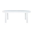 Oval Coffee Table, Outdoor Table with Tempered Glass Top White Aluminum ...