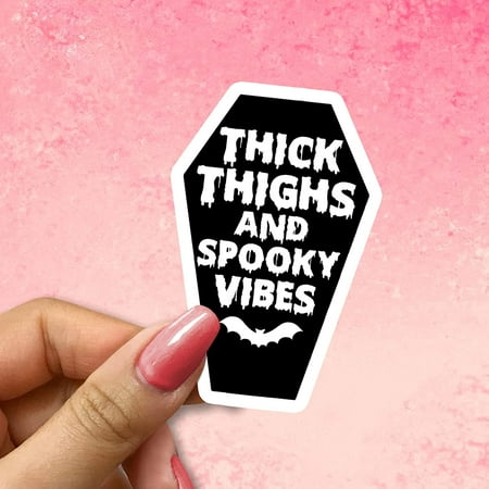 Thick Thighs and Spooky Vibes Waterproof Vinyl Sticker, Fall Sticker ...