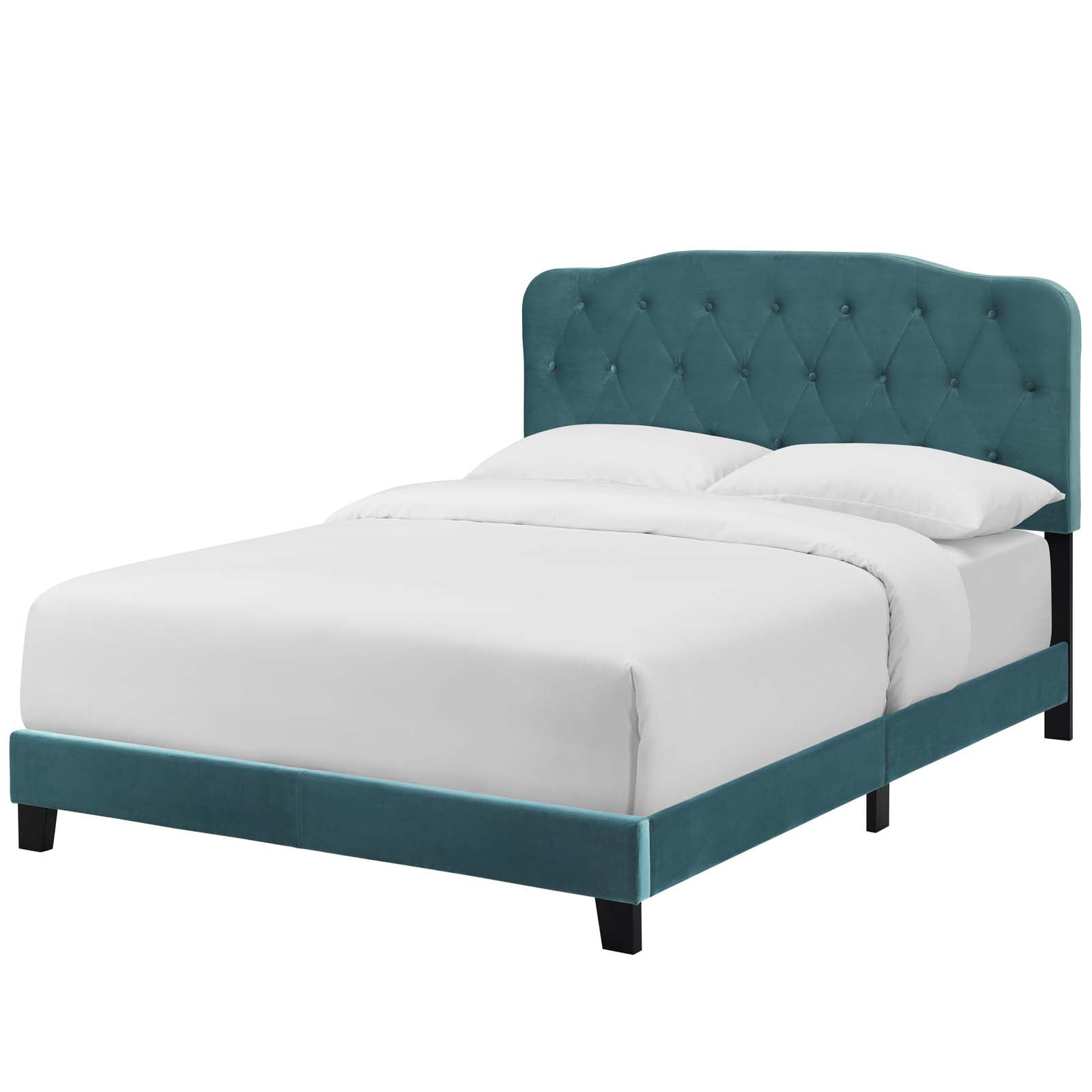 Contemporary Modern Urban Designer Bedroom Twin Size Bed Frame, Velvet ...
