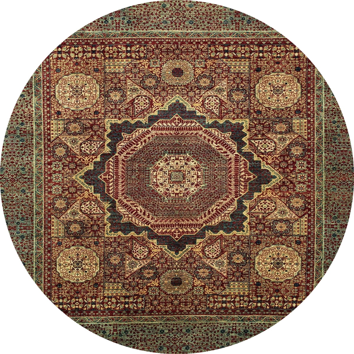 Ahgly Company Indoor Round Abstract Red Abstract Area Rugs, 6' Round ...