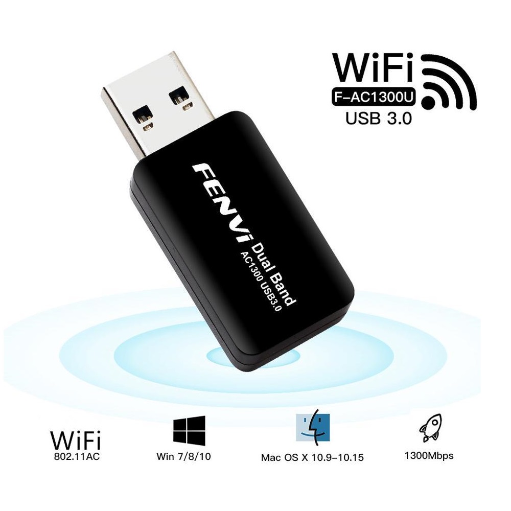 Fenvi AC1300 USB3.0 Wireless Wifi Adapter Dongle Dual Band 5G/2.4G Wifi ...