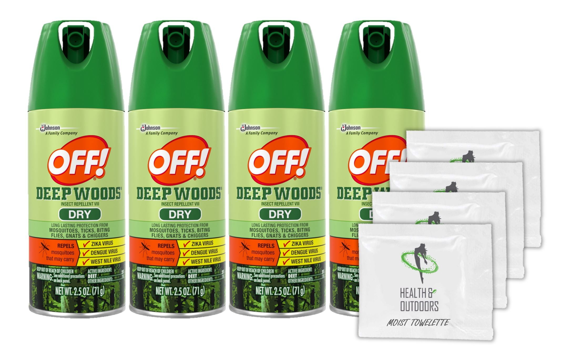 Off! Deep Woods Dry Aerosol Insect Repellent, 2.5 Ounce (4 Count) + (4 ...